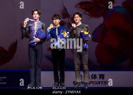 (L-R) Adam SIAO HIM FA of France, silver, Yuma Kagiyama of Japan, gold ...
