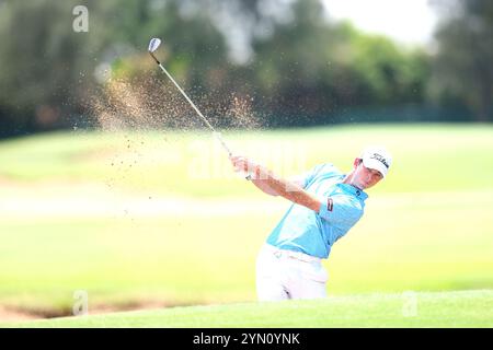 Elvis Smylie of Australia plays a shot on the 13th hole during the ...