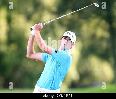 Elvis Smylie of Australia plays a shot on the 13th hole during the ...