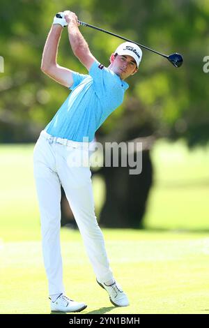 Elvis Smylie of Australia plays a shot on the 13th hole during the ...