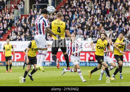 TILBURG - (l-r) Emilio Kehrer of Willem II, Mika Godts of Ajax, Jens ...