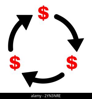 Dollar money change icon, trade cash information web symbol, convert ...