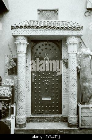 Traditional riad kasbah building in mountain landscape near Armiter ...