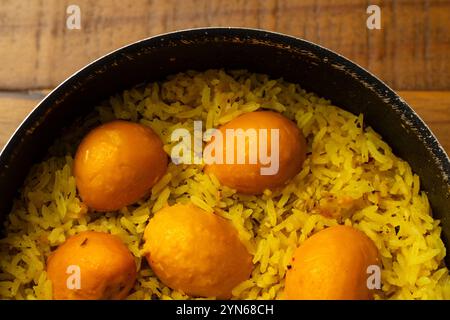 Traditional rice with pequi pulp (caryocar brasiliense) top view ...