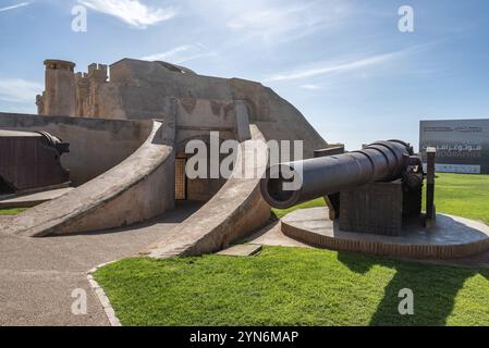 An old Spanish coast battery from imperial period at the coast of Rabat ...