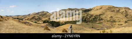 Rural dry farmland and hills at Marlborough district, South Island of ...