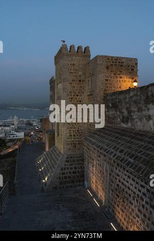 Scenic view from the York castle in Tangier at night, Morocco, Africa ...