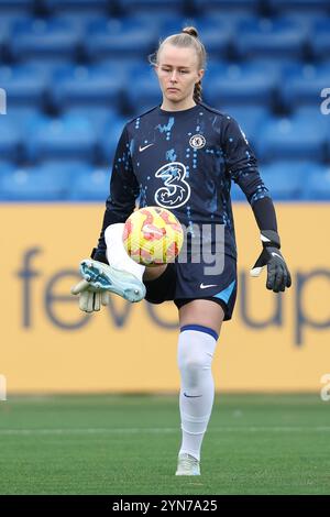 Chelsea goalkeeper Hannah Hampton in action during the Adobe Women's FA ...