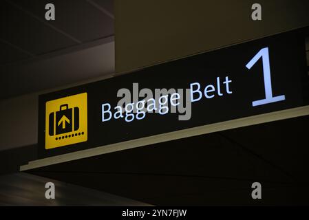 Airport signage for Baggage Belt 2 Stock Photo - Alamy