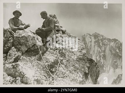 Walter Risch mountain guide on right first ascent of the Badile north ...