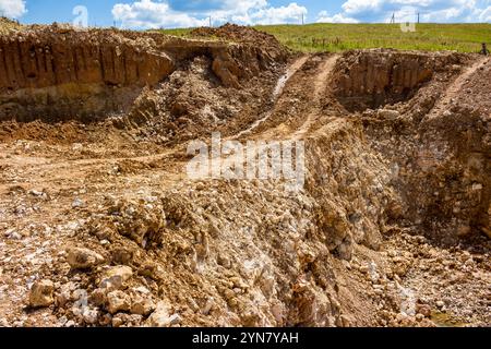 Marbled limestone outcrop at gravel quarry. Russia Stock Photo - Alamy
