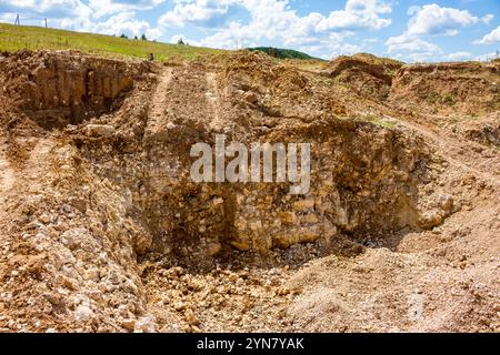 Marbled limestone outcrop at gravel quarry. Russia Stock Photo - Alamy