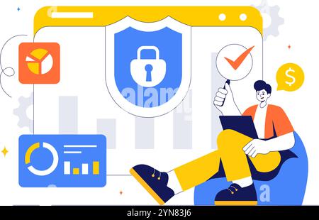 Cyber Threat Analysis Vector Illustration featuring Vulnerability ...