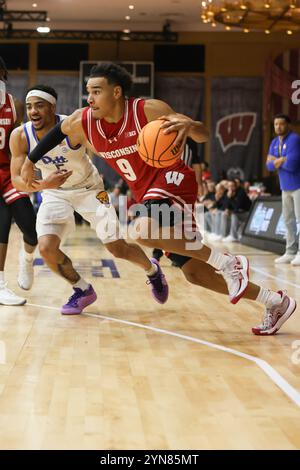 Wisconsin Badgers guard John Tonje (9) during a NCAA basketball game ...
