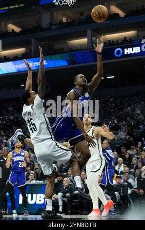 Brooklyn Nets guard Keon Johnson (45) dribbles the ball against the ...