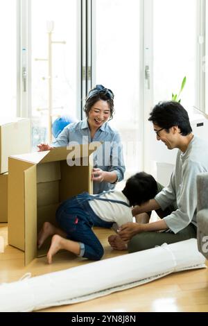 Family working on the move Stock Photo - Alamy