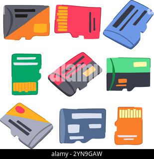 microsd card set cartoon vector illustration Stock Vector Image & Art ...