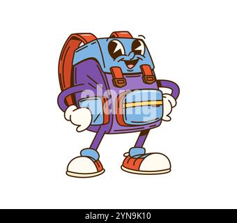 Funny face backpack. Blue cartoon school bag Stock Vector Image & Art ...