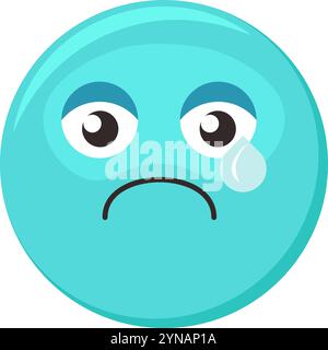 Sad, depressed emoji illustration. Melancholy, upset emoticon, social ...
