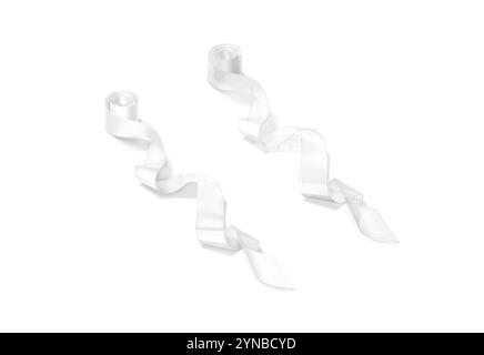 Blank white organza and satin ribbon mockup, isolated, 3d rendering ...