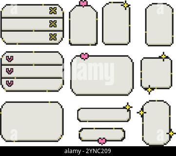 Pixel frame border banner set collection retro 8-bit vector Stock ...