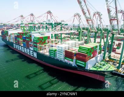Port of Los Angeles. Everport Shipping Container terminal. Shipping ...