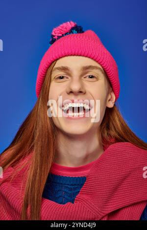 Man with long hair laughs Stock Photo - Alamy