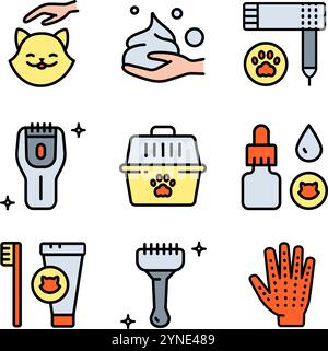 Collar, bone, cat, haircut .Vet Clinic set collection icons in cartoon ...