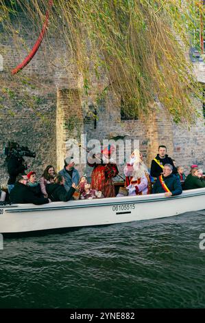 Sinterklaas (belgian Santa Claus) is arrived by boat in Belgium Stock ...