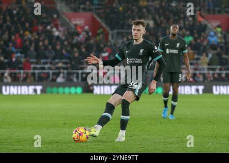 Conor Bradley #84 of Liverpool F.C. during the Premier League match ...