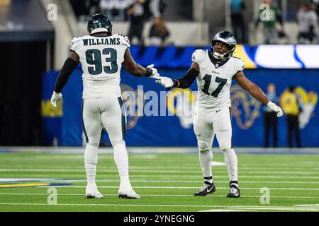 Philadelphia Eagles linebacker Nakobe Dean arrives to the stadium prior ...
