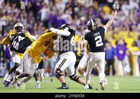 LSU defensive lineman Bradyn Swinson participates in a drill at the NFL ...