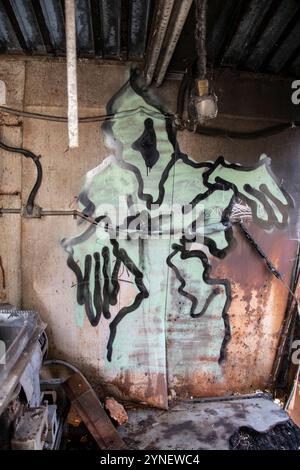 Graffiti tagged on the utility shed at Toronto Harbour Lighthouse at ...
