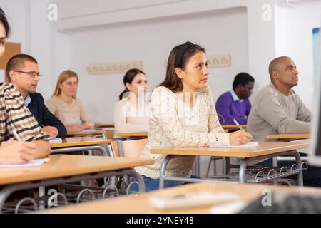 Multinational group of different age students at extension courses ...