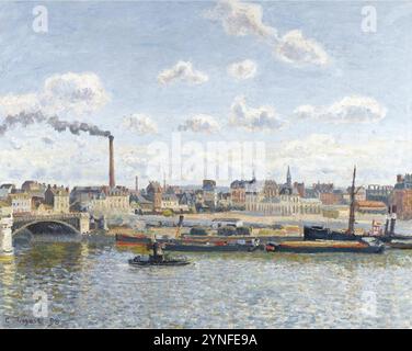 Camille Pissarro, Le Pont Boieldieu, Rouen, Sunset, Misty Weather (Le ...