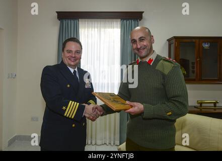 Capt. Rick Cheeseman meets Jeffrey Curmi (cropped Stock Photo - Alamy