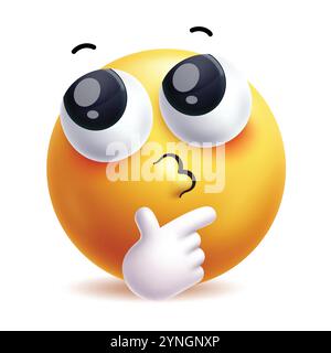 Thinking emoticon - question face emoji - vector illustration Stock ...