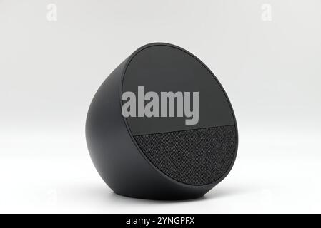 Amazon Echo Spot. Alexa, virtual assistant AI isolated on white ...