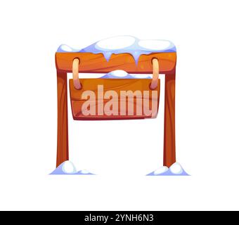Vintage wooden arrow pointer covered with snow vector illustration ...