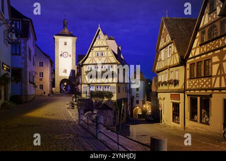 Medieval timbered Houses, Twilight, Plönlein, Ploenlein, Square ...