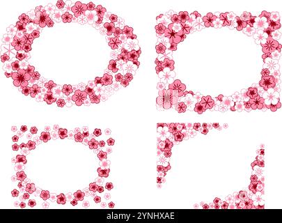 Set of card templates with graphic flowers. Flowers and abstract spots ...