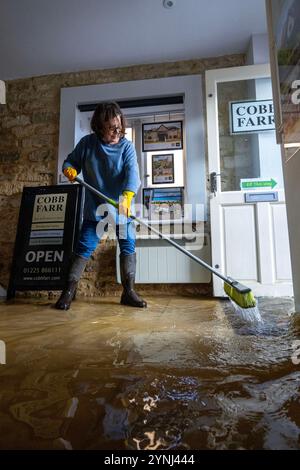 Businesses clean up after flooding in Bradford on Avon where the River ...