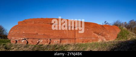 Unique red brick sculpture of a Mallard train in steam in an outdoor ...