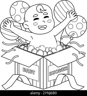 Baby Shower Surprise Box Coloring Page for Kids Stock Vector Image ...