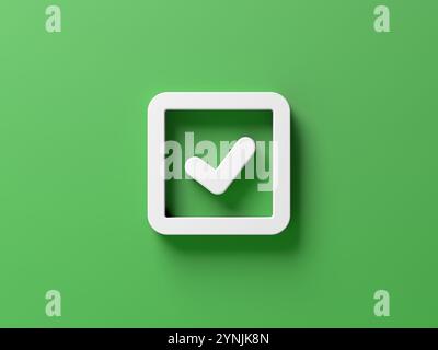 Check mark tick icon isolated on white background, 3d rendering Stock ...