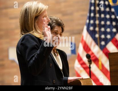 Jessica Tisch takes an oath as she is sworn in as Police Commissioner ...
