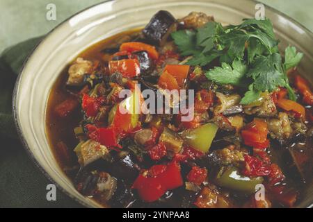 Ajapsandali, cold appetizer, vegetable stew, stewed vegetables ...