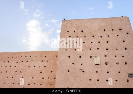 Red city walls of medina at sunset. Marrakech, Marrakech-Safi. Morocco ...