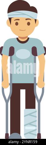 Man walk on crutches with broken leg Stock Vector Image & Art - Alamy