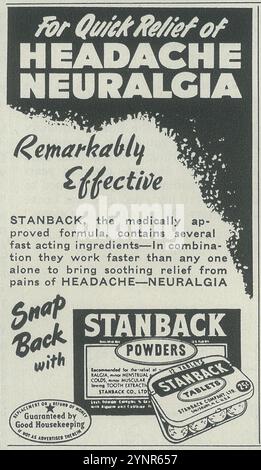 1955 Stanback quick relief of headache and neuralgia ad Stock Photo - Alamy